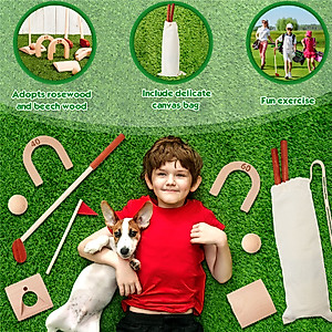 Deekin 13 Pcs Toddler Golf Set Mini Wooden Baby Golf Clubs for Kids 3-12 Age Includes 2 Golf Clubs, 2 Balls, 4 Orifice Plates, 2 Slopes, 2 Holes and Storage Bag for Christmas Baby Toddler Kids Gifts