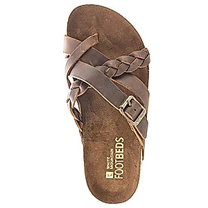 WHITE MOUNTAIN Women's Harrington Footbed Sandal, Brown/Leather, 10 M