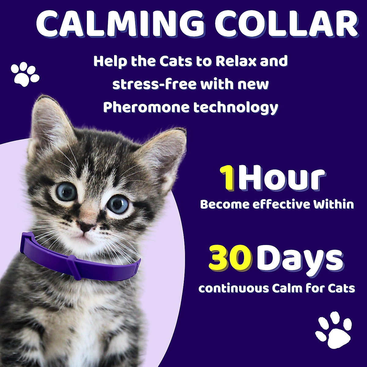 Pettify Calming Collar for Cats 4 Packs | 15 Inches Comfortable Cat Calming Collar | Long Lasting Cat pheromone Collar for Stress and Anxiety Relief, Strong Adjustable Breakaway Design
