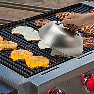 ZBXFCSH Griddle Accessories - Heavy Duty 9" Wide Smashed Burger Melting Cheese Dome - Commercial Grade Stainless Steel Basting and Steaming Cover- Best for Use in Flat Top Grills, 0.6mm Thickness