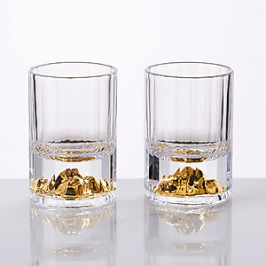 soyatak Shot Glasses 2 oz, Tequila Shot Cups Shot Glass Set Decorated with 24K golden hill, Funny Shot Cups,Crystal glasses for Decor(set of 2)