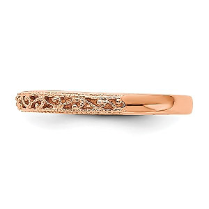 IceCarats 14K Rose Gold 3mm Antique Filigree Wedding Band Ring size 6
