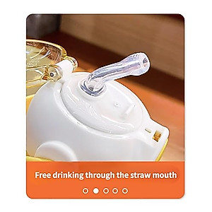 Large Capacity Cartoon Prints Water Bottle with Straw Lid Women Tumblers with Shoulder Strap Stainless Steel Thermal Cup (Pink 23.6oz)