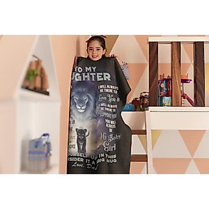 Lion To My Daughter Blanket From Dad, Sometimes It's Hard To Find Word To Tell You How Much You Mean To Me, Big Hug Love Dad, Personalized Handmade Quilt Throw Blanket Premium Sherpa Fleece Blanket