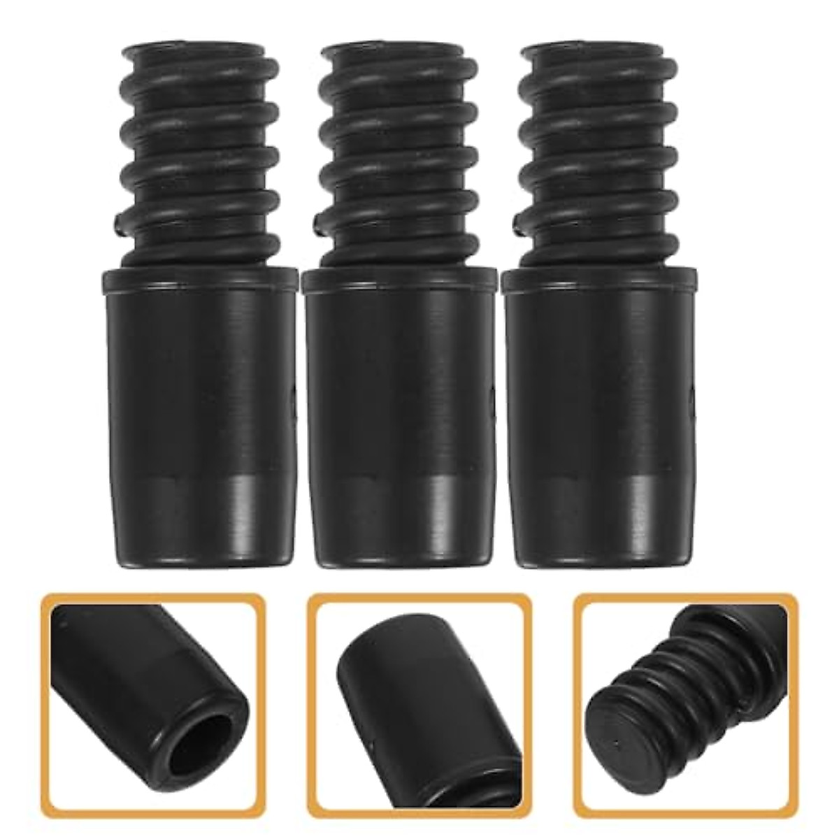 SEWOART 12 Pcs Mop Head Broom Handle Threaded End Pole Adapter for Broom Push Broom Handle Household Cleaning Tools Threaded Handle Tips Handle Tips for Broom Poles Connector Black Plastic