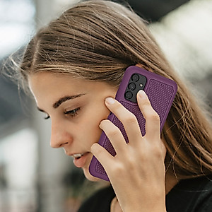 BNIUT for Samsung Galaxy A13 5G Case: Dual Layer Protective Heavy Duty Cell Phone Cover Shockproof Rugged with Non Slip Textured Back - Military Protection Bumper Tough - 6.5inch (Burgundy Purple)