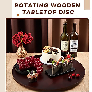2 Pcs 21 Inch Lazy Susan Organizer Pine Wood Lazy Susan for Table Round Large Lazy Susan Turntable Rotating Dining Room Turntable Spinning Table Tray for Kitchen Cabinet Countertop Storage, Dark Brown