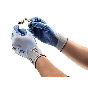 Ansell HyFlex 11-518 Nylon Light Weight Safety Glove with Dyneema Technology, Work/Cut Resistant, Size 10, Blue (Pack of 12 Pair)