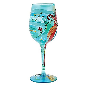 Enesco Wine Glass Mermaid Drinkware, 1 Count (Pack of 1), Blue/Green/Orange/Brown