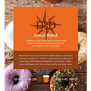 Day To Day 120-Count Donut Blend, Medium Roast Single Serve Coffee Pods for K-Cup Keurig Brewers (Donut Blend, 120 Count (Pack of 1))