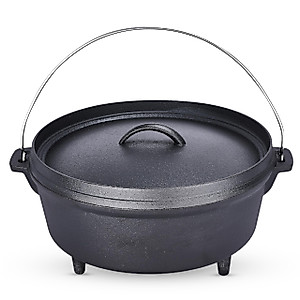 Bruntmor 5 Qt Camp Dutch Ovens Set - Black: Experience high-performance cooking with this versatile and durable 3-piece set, including a pot, lid, and 9" meat rack/trivet. - 13 x 13 inch