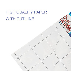 Titiweet Happy Birthday Wrapping Paper Sheets with Cut Line, Recycled Gift Wrapping Paper, 6 Sheets Folded Flat Gift Wrap with Sticker Ribbon Tape, 20 x 28 Inches Per Sheet
