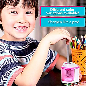 Electric Pencil Sharpener, Battery-Powered, Batteries Included, High-Speed Automatic, Best for Colored, No. 2 Wood Graphite Pencils, Home Office School Classroom Adults Kids, Straight Blade (Pink)