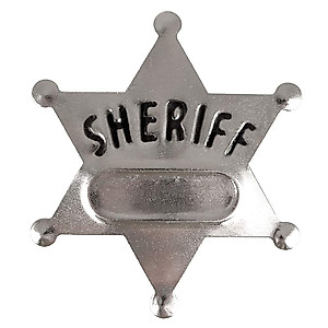 Metal Sheriff Badges - (Pack of 24) Silver Star Name Badges with Stickers for Personalized Names, Western Cowboy Dress Up Deputy's Badge Toys for Kids Birthday Party Favors, Giveaways & More