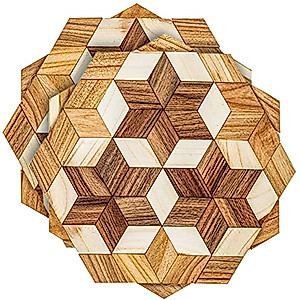 Natural Wood Trivets for Hot Dishes Set Sturdy 8'', Pots and Pans - 2 Eco Friendly Hot Pads for Kitchen Counter - Round Stand Dining Table Decor,Hot Plates to Protect - Wood Teapot Trivet Gifts