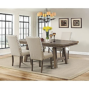 Picket House Furnishings Dex 5PC Dining Set-Table, 4 Upholstered Side Chairs Rustic/Smokey Walnut/Rubber Wood/5 Piece
