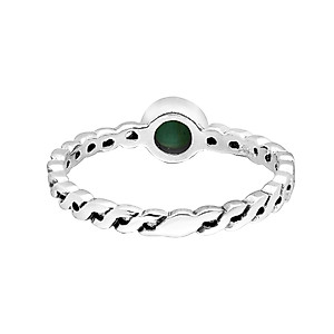 AeraVida Simple Twisted Band Round Green Turquoise925 Sterling Silver Ring (8)