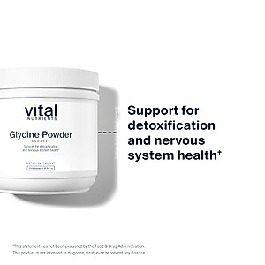 Vital Nutrients Glycine Powder | Amino Acid to Promote Restful Sleep, Stress Relief, Memory and Cognitive Support* | Vegan Supplement | Gluten, Dairy and Soy Free | 62.5 Servings
