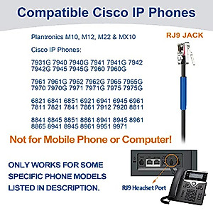 Wantek Phone Headset with Microphone Noise Cancelling and Quick Disconnect Cord, RJ9 Telephone Headsets Compatible with Cisco IP Phones 6851 7821 7841 7861 7941 7942 7945 7962 7965 8811 8841 8845 8851