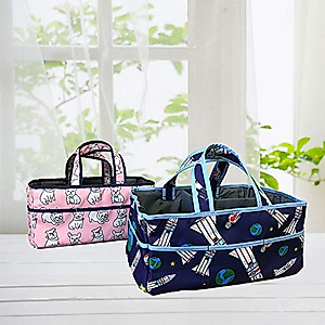 Ethan & Emerson Baby Diaper Caddy - Nursery Storage Bin and Car Organizer for Diapers and Baby Wipes (Navy Shuttle)