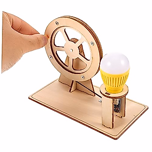 SOLUSTRE 1 Set Hand Generator Hand Crank Electricity Generator Science Projects Wooden Building Kits Generator Science kit DIY Model Generator Portable Generator Dynamo Suite Power kit