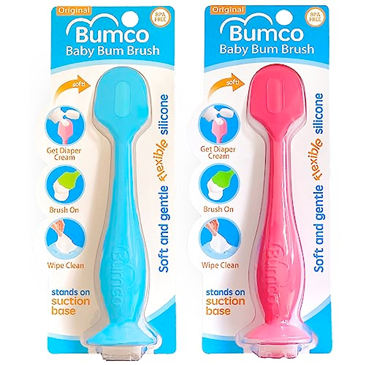 Bumco Diaper Cream Spatula (2-Pack) - BPA-Free Diaper Bag Essentials, Soft & Flexible Butt Spatula Baby, Mom-Invented Butt Paste Spatula, Diaper Cream Applicator, Bumco Baby Bum Brush, Diaper Spatula