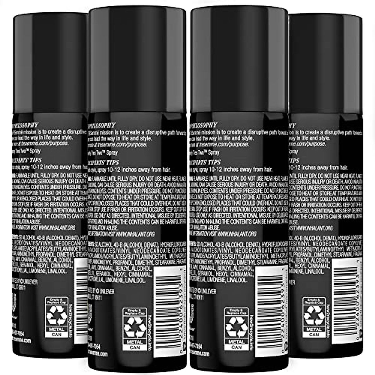 TRESemmé Tres Two Spray Extra Hold Hairspray, Extra-Firm Control, Strong Hold with Touchable Feel, Humidity Resistant, All Day Frizz Control, Pack of 4 – 1.5 oz each