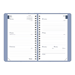Blueline Essential Academic Weekly/Monthly Planner, 13 Months, July 2023 to July 2024, Twin-Wire Binding, Soft Vicuana Cover, 8" x 5", Cloud Blue (CA101F.02-24)