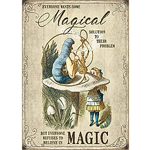 Wallors Alice in Wonderland - Magical Solution Wall Decor Personalized Plaques Poster for Man Cave Cafe Bar Metal Signs Vintage Tin Sign 8" w x 12" h
