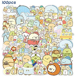 100pcs Cartoon Sticker Cute Cartoon Stickers Vinyl Waterproof Stickers for Kids Teens Adults Laptop Water Bottles Skateboard Birthday Party Supplies