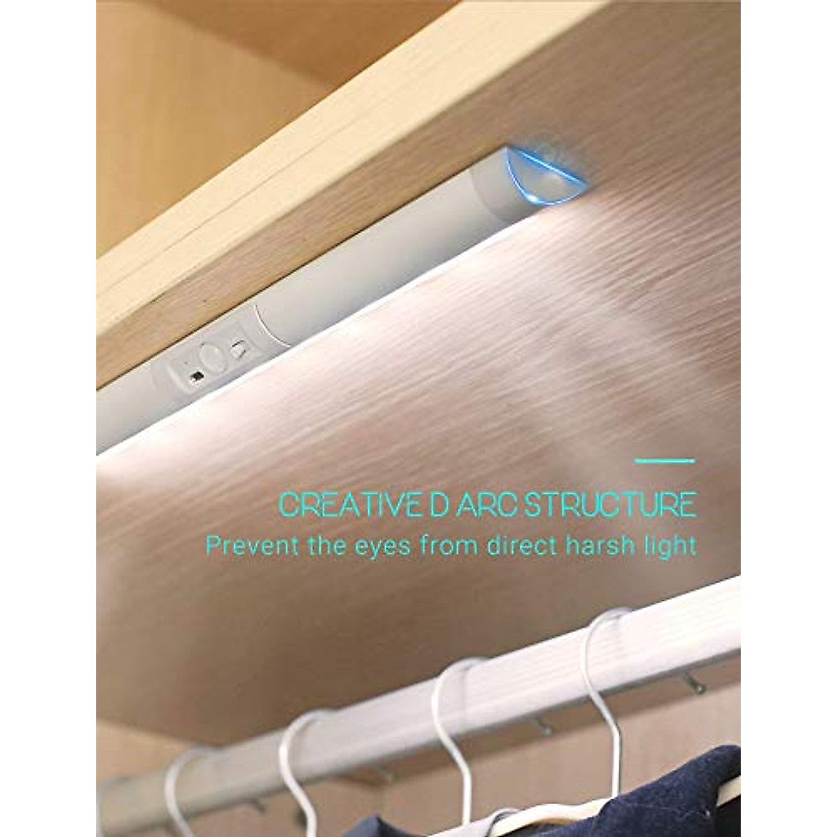 Joyzy Automatic Pantry Light, Wireless Closet Lights Two Motion Sensor Modes Light Battery Operated,USB Rechargeable Under Cabinet Lights, Bedroom Light Bathroom Lighting