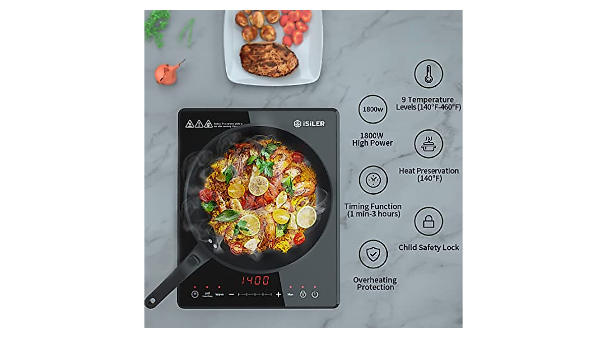 iSiLER 1800W Portable Induction Cooktop with Safety Lock