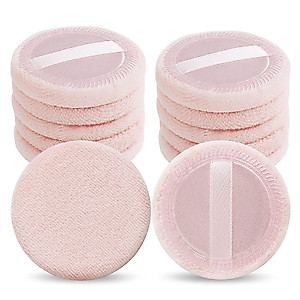 WLLHYF 12PCS Makeup Powder Puffs Pink Cotton Powder Puffs Round Powder Puff for Makeup Face Powder Velour Puffs for Loose Powder Washable(pink