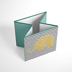 Bacati - Small Storage Tote Elephants Mint/Yellow/Grey 10 x 10 x 10 inches