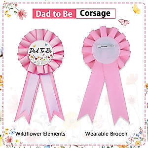 Wildflower Mom to Be Sash Baby Shower Decorations, Baby in Bloom Floral Mommy to Be Sash Dad Corsage Pin Set for Pregnant Mommy Dress Gift