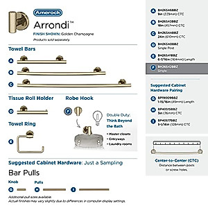 Amerock BH26542BBZ | Golden Champagne Single Robe Hook | 2-1/4 in. (57 mm) Length Towel Holder | Arrondi | Towel Hook for Bathroom | Bathroom Hardware | Bath Accessories