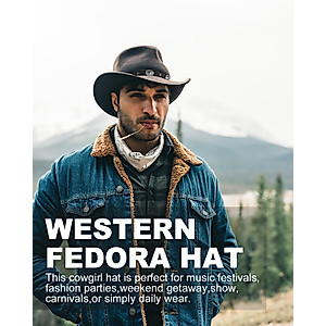 Zylioo Oversize XXL Felt Cowboy Hats,Large Western Hat Warm,Unisex Shapeable Wide Brim Fedora Hat with Belt Buckle