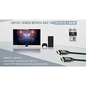 Manhattan 8K Ultra High Speed HDMI Cable with Ethernet – Certified 2.1-3ft, 7ft, 10ft - 4k 120hz, 8K 60hz, 48Gbps, Gold Contacts, Braided Cord –Lifetime Mfg Warranty -for Gaming, PS5, Xbox, TV, Roku