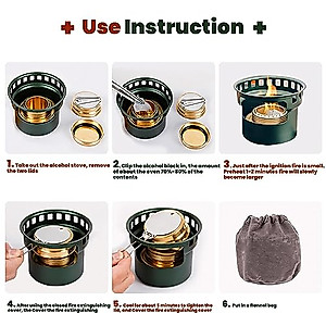 UVIKTE 2 In 1 Mini Alcohols Stove Camping Backpacking Portable Alcohol Spirit Burner With Stainless Steel Cross Stand, Ultralight Tiny Brass Survival Coffee Hiking, Storage Bag,SILVER