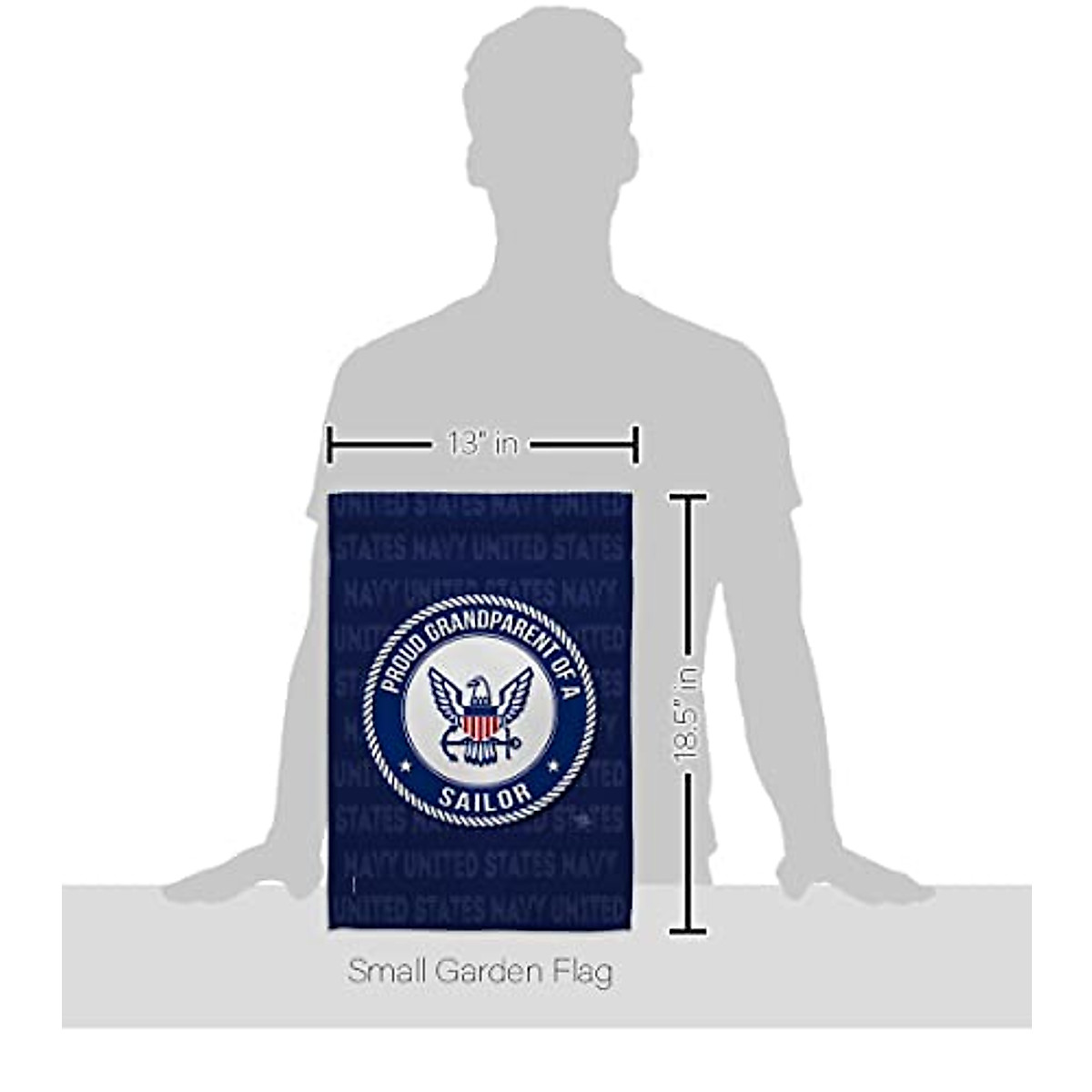 Breeze Decor Proud Grandparent Sailor Garden Flag Armed Forces Navy USN Seabee United State American Military Veteran Retire Official House Banner Small Yard Gift Double-Sided, Made in USA
