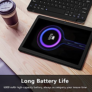 2023 Newest Tablet 10 Inch, Android 11 Tablet Newest Quad-core Processor, 2 in 1 Tablet with Keyboard, 64GB ROM + 4GB RAM Storage, 128GB Expandable, 5G WiFi, Bluetooth, GPS, 1280 * 800 HD Display