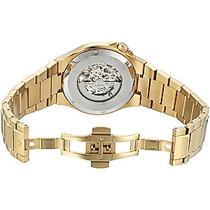 Bulova Men's Classic Maquina Gold Tone Stainless Steel 3-Hand Automatic Watch, Skeleton Dial Style: 98A178