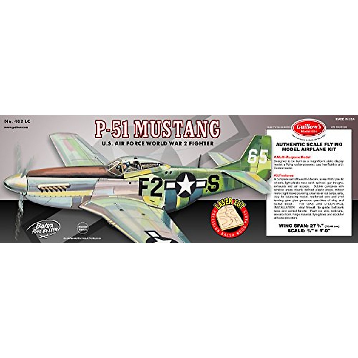 Guillow's P51 Mustang Laser Cut Model Kit