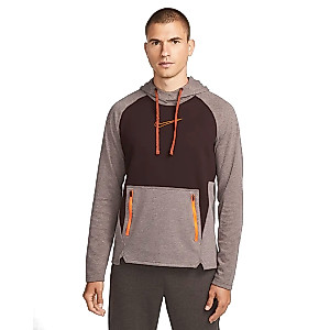 Nike Therma-FIT Men's Pullover Training Hoodie (Medium, Brown Basalt/Heather/Total Orange) DD2112-203
