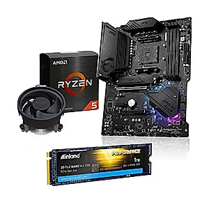 INLAND Performance 1TB NVMe 4.0 M.2 2280 NVMe SSD +AMD Ryzen 5 5600X Desktop Processor Bundle with MSI MPG B550 Gaming Plus ATX Gaming Motherboard