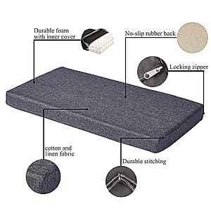 Bench Seat Memory Foam Chair Pads Non-Slip Rubber Back Indoor Swing/Settee Cushion 36 x 18 inch