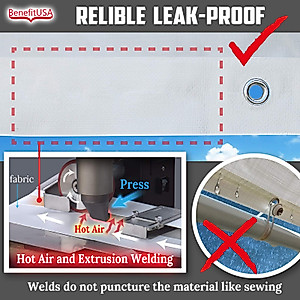 BenefitUSA 10x20 ft Carport Replacement Canopy Garage Top Cover Tent Shelter Tarp with Ball Bungee Cords, Canopy ONLY (Without/Edge)