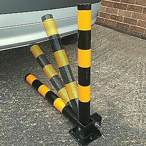 TzUfa Car Parking Space Lock Bollard, High Visibility Yellow and Red Lockable Fold Down Car Parking Barrier Post, Private Car Park Driveway Guard Saver Blocker with Locking Base (Color : Red)