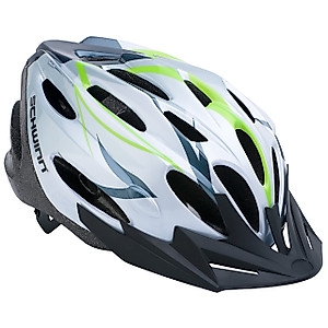 Schwinn Traveler Bike Helmet for Adult Men and Women, Ages 14 and Up with Suggested Fit 52-58 cm, Dial Fit Adjustment, Detachable Visor, Bike and Cycling Accessories, White/Green