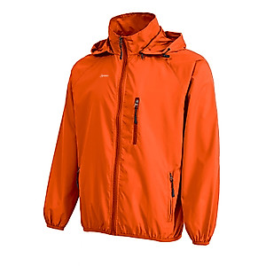 Spmor Men's Lightweight Waterproof Jacket Packable Windbreaker Running Coat Orange 2XL